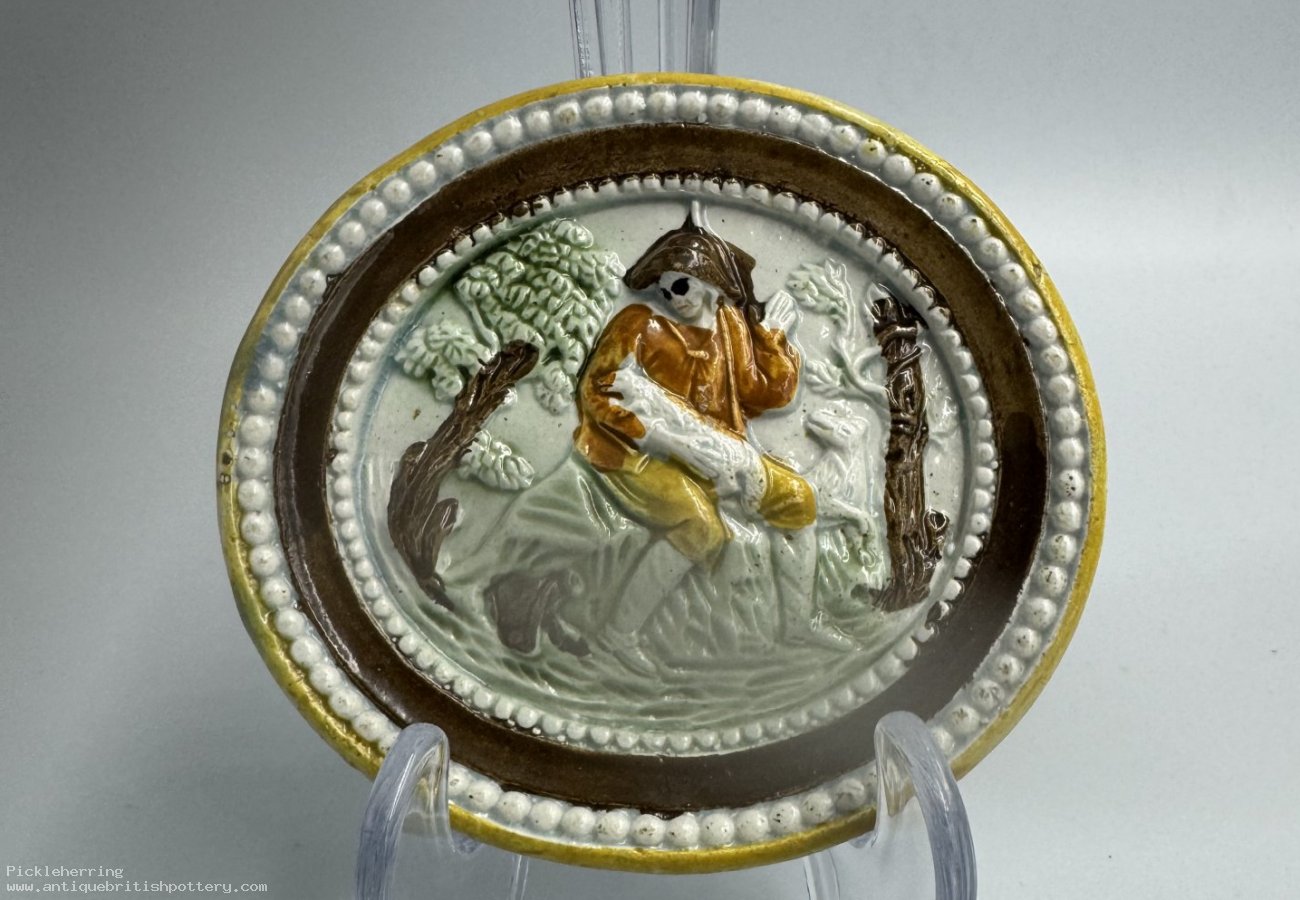 Antique British Pottery | Prattware Relief Moulded Rustic Scene Plaque ...